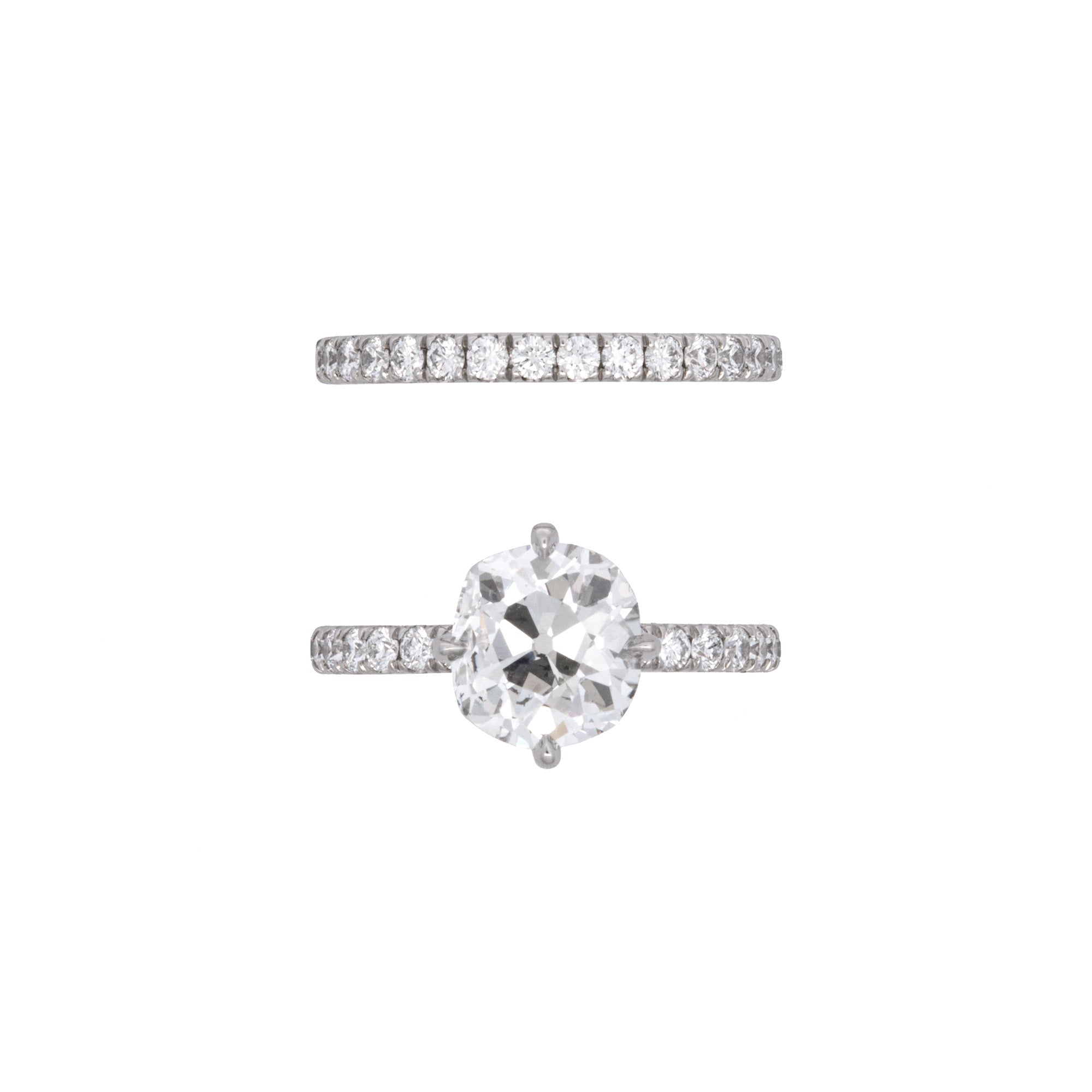 Custom Platinum Compass Set Old Mine Cut Diamond Engagement Ring ...